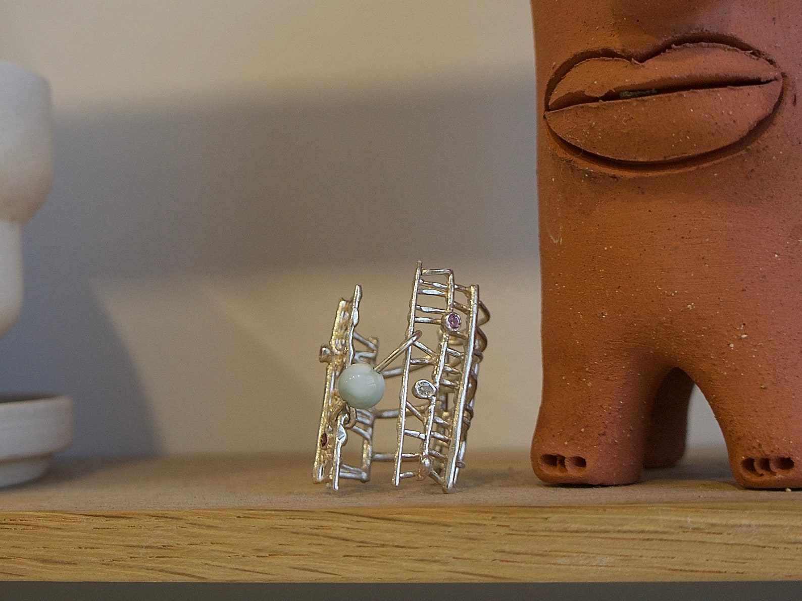 Handmade Ladder Ring tizi Silver Ring Moonstone Turquoise Diamond ...