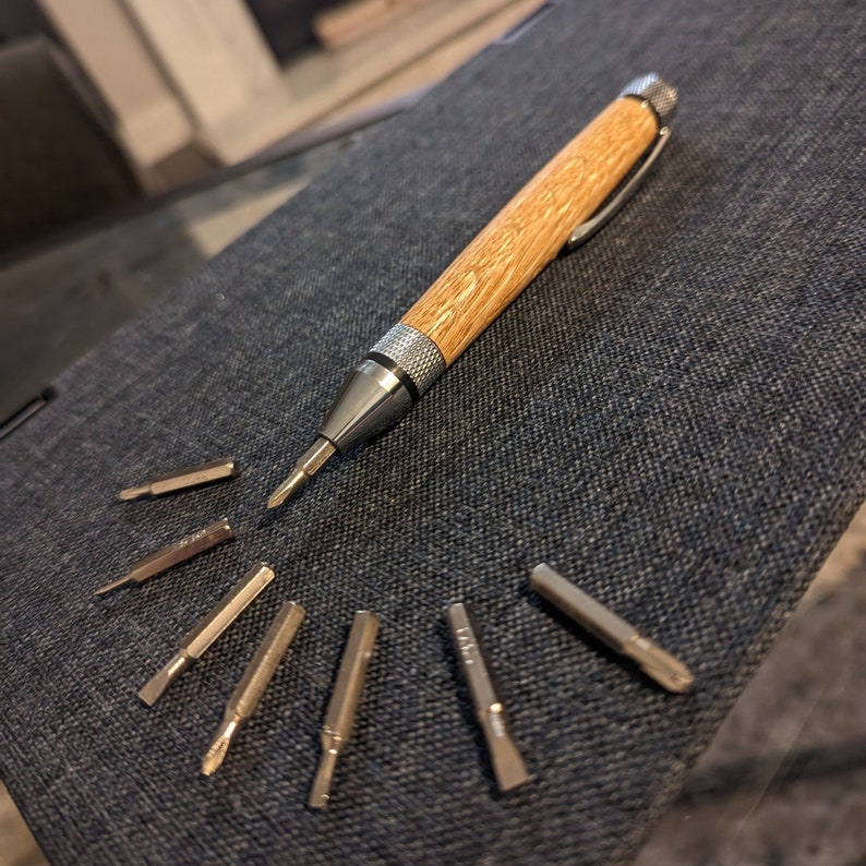 Red Oak Wood EDC Screwdriver W/8 Piece Bit Set - Etsy Australia