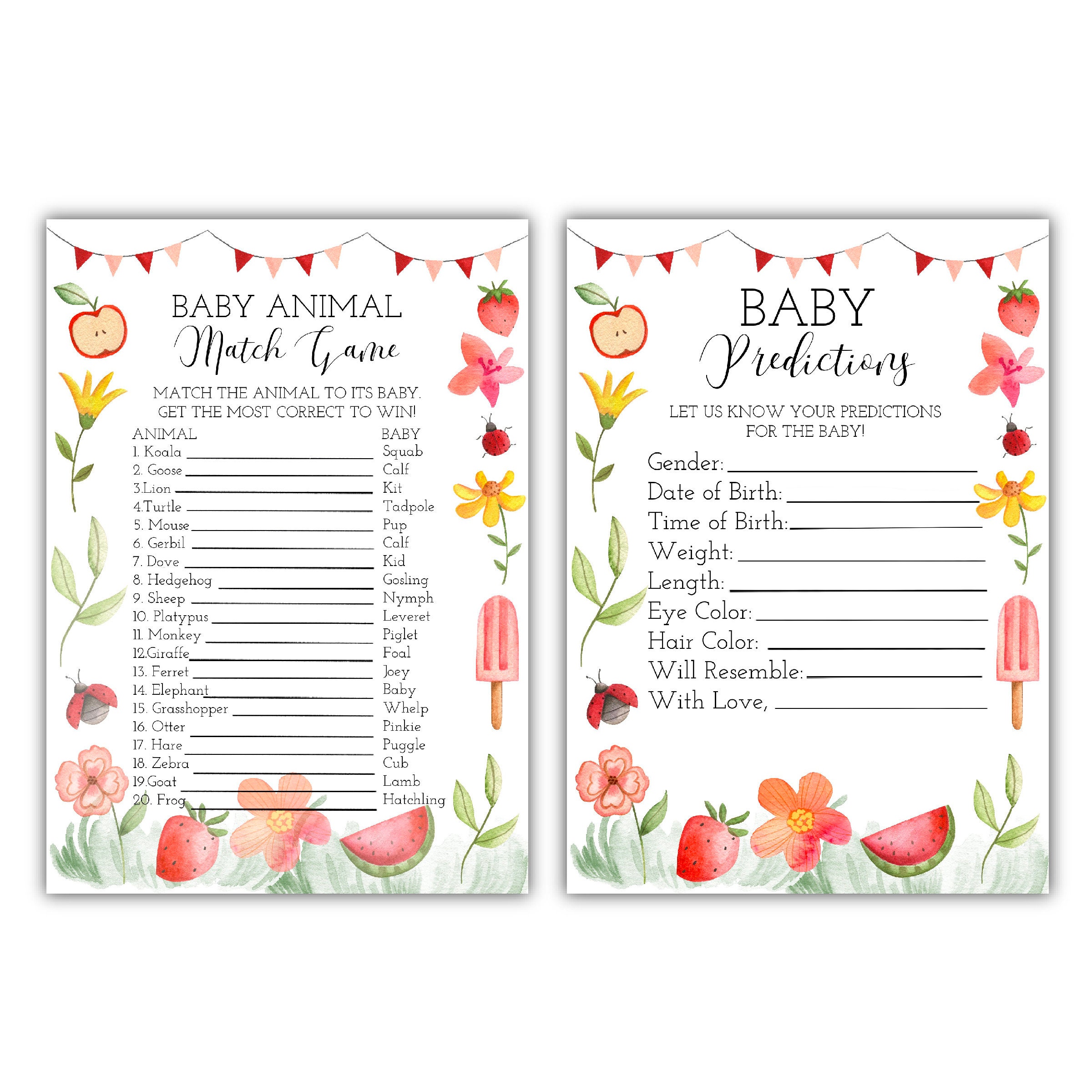 Summer Picnic Baby Shower Game Bundle: 6 Printable Games (PDF) - Etsy