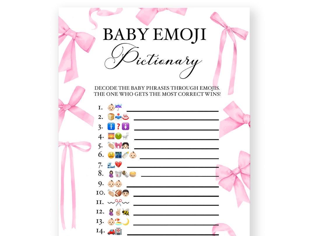 6 Pink Bow Baby Shower Game Printable Pack L Pink Bow Bundle Set L ...