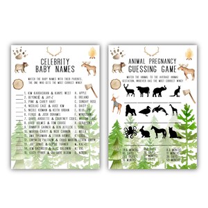 Woodlands Baby Shower Games: Printable Bundle Pack (digital Download ...