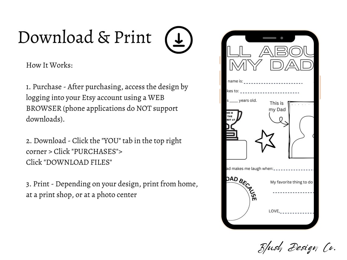 Father's Day Printable | All About My Dad Printable | Digital Download ...