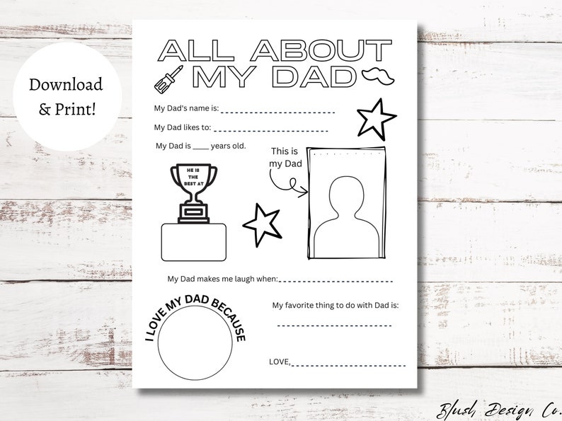 Father's Day Printable | All About My Dad Printable | Digital Download ...