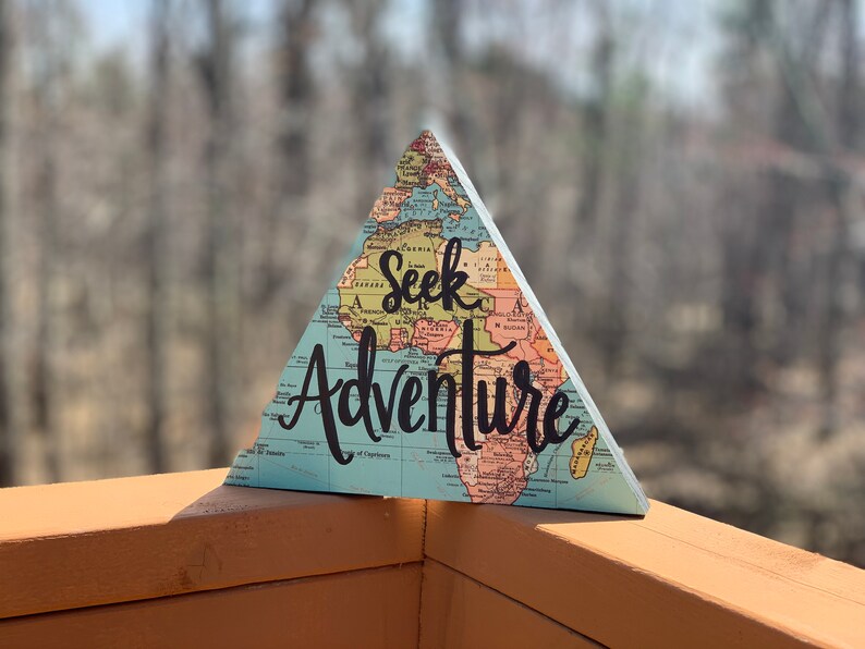 Seek Adventure Hand Lettered Map Wood Mountain Sign Gift Decoration - Etsy