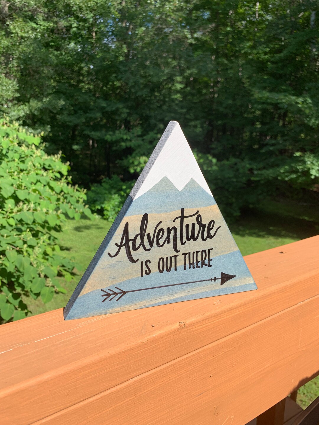 Adventure is Out There Arrow Hand Lettered Wood Mountain Sign Gift ...