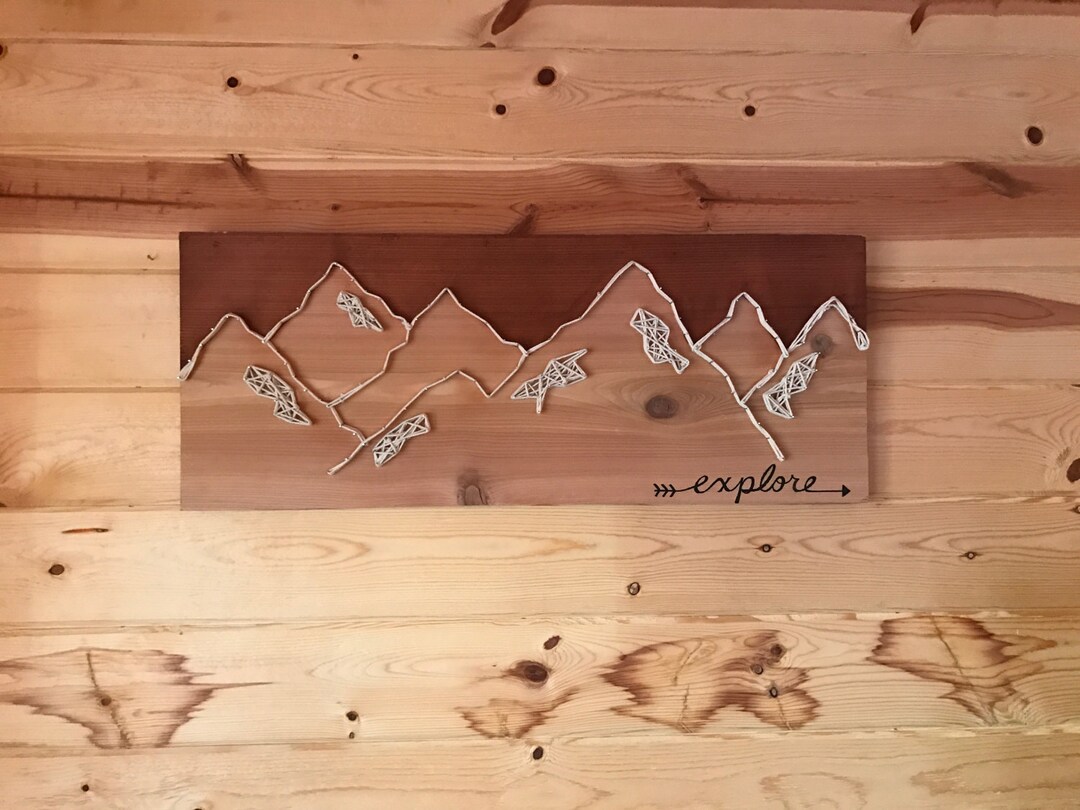Explore Mountains String Art Wood Sign Handmade Painted Stained ...