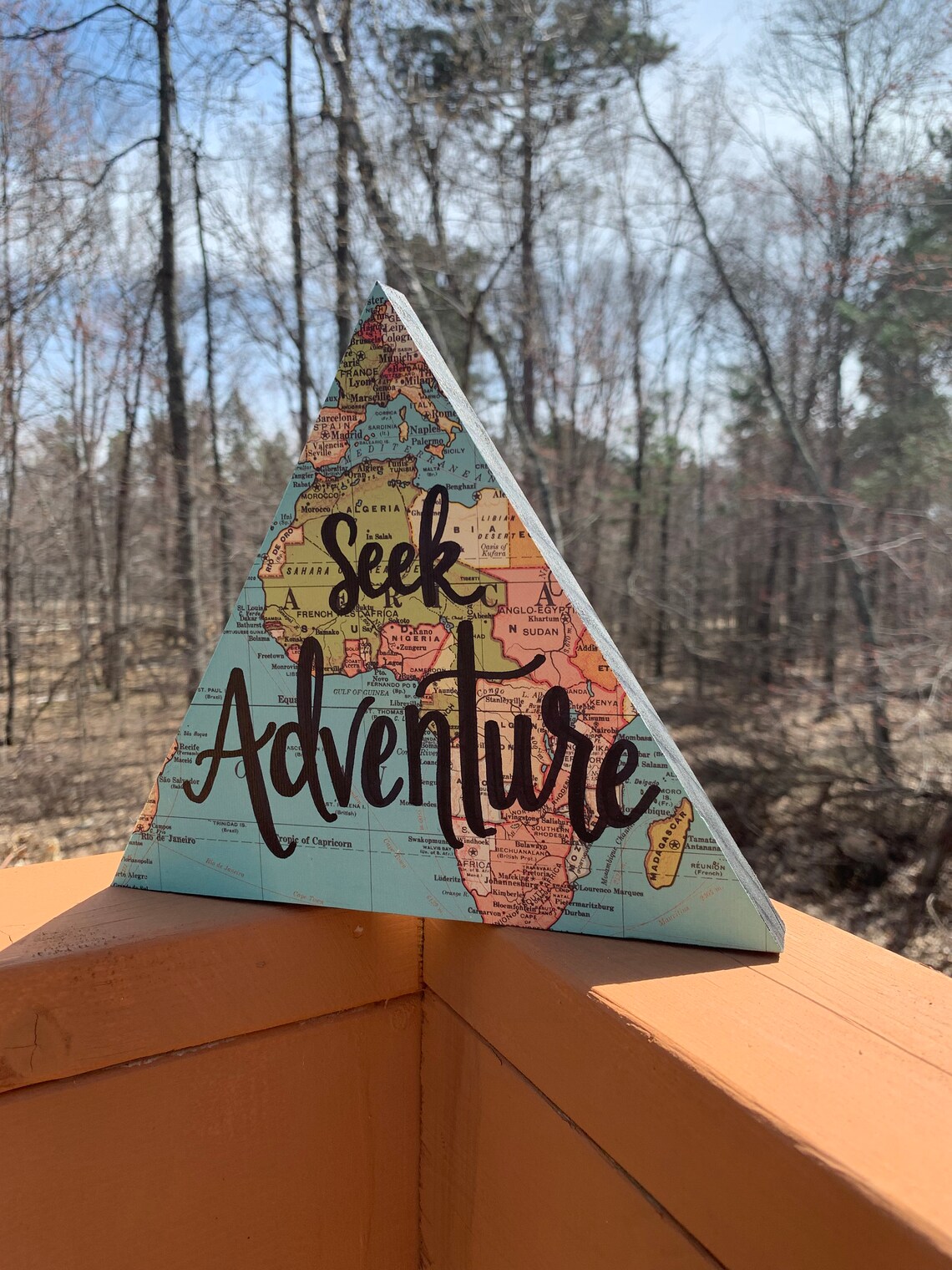 Seek Adventure Hand Lettered Map Wood Mountain Sign Gift Decoration - Etsy