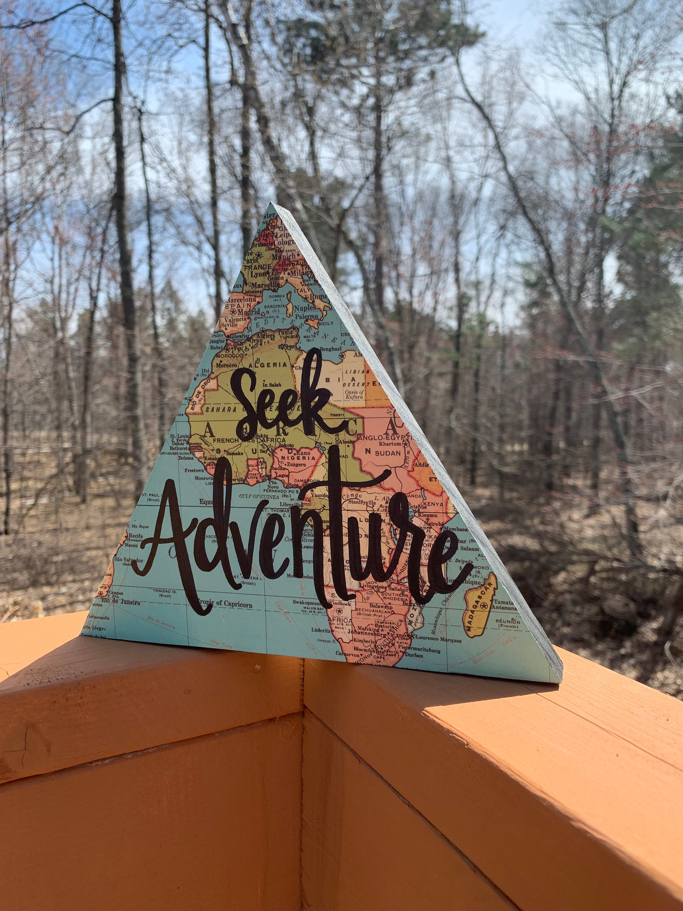 Seek Adventure Hand Lettered Map Wood Mountain Sign Gift Decoration - Etsy