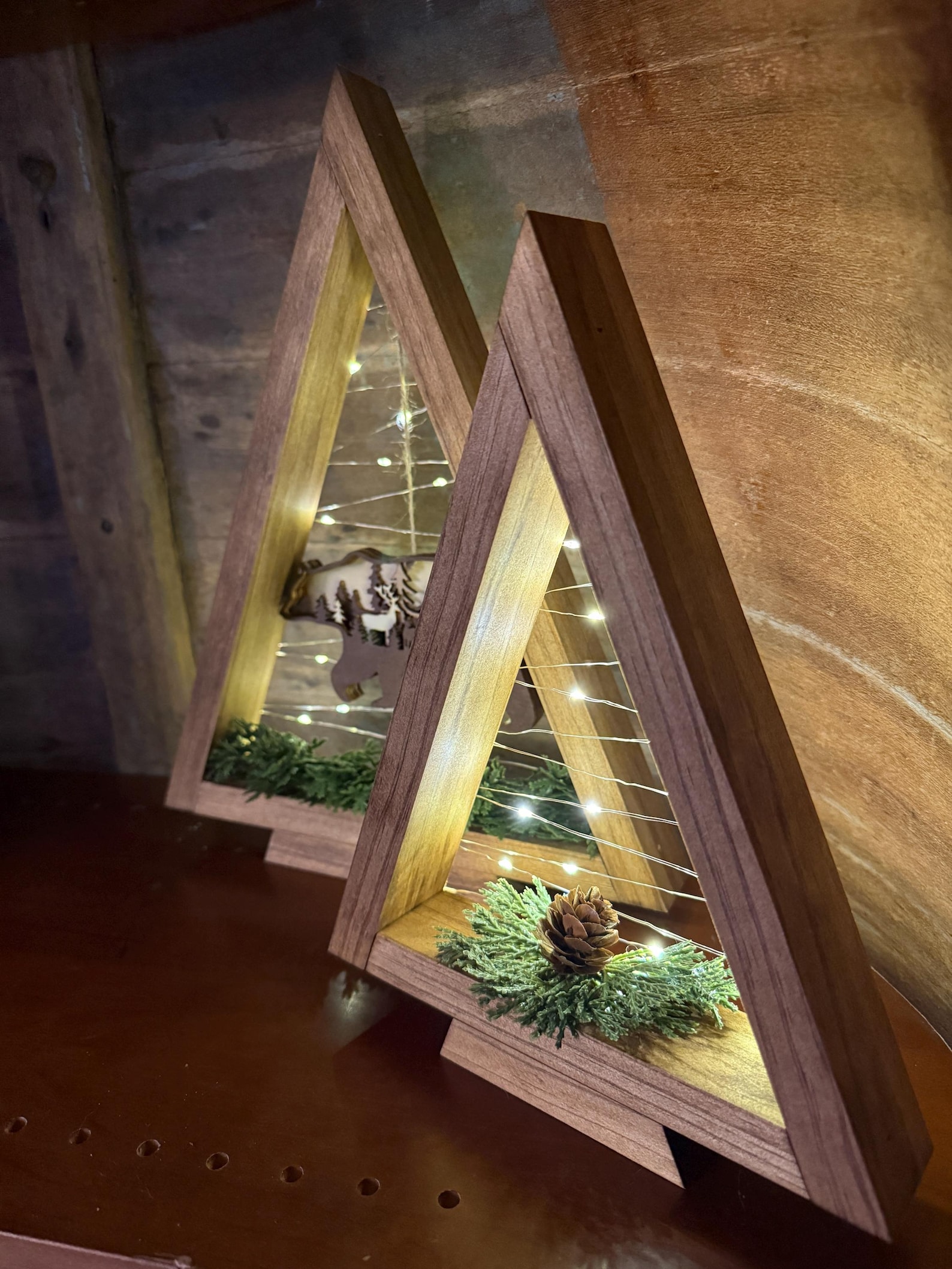 Handcrafted Wooden Lighted Pine Tree Decor: Rustic Cabin Northwoods ...