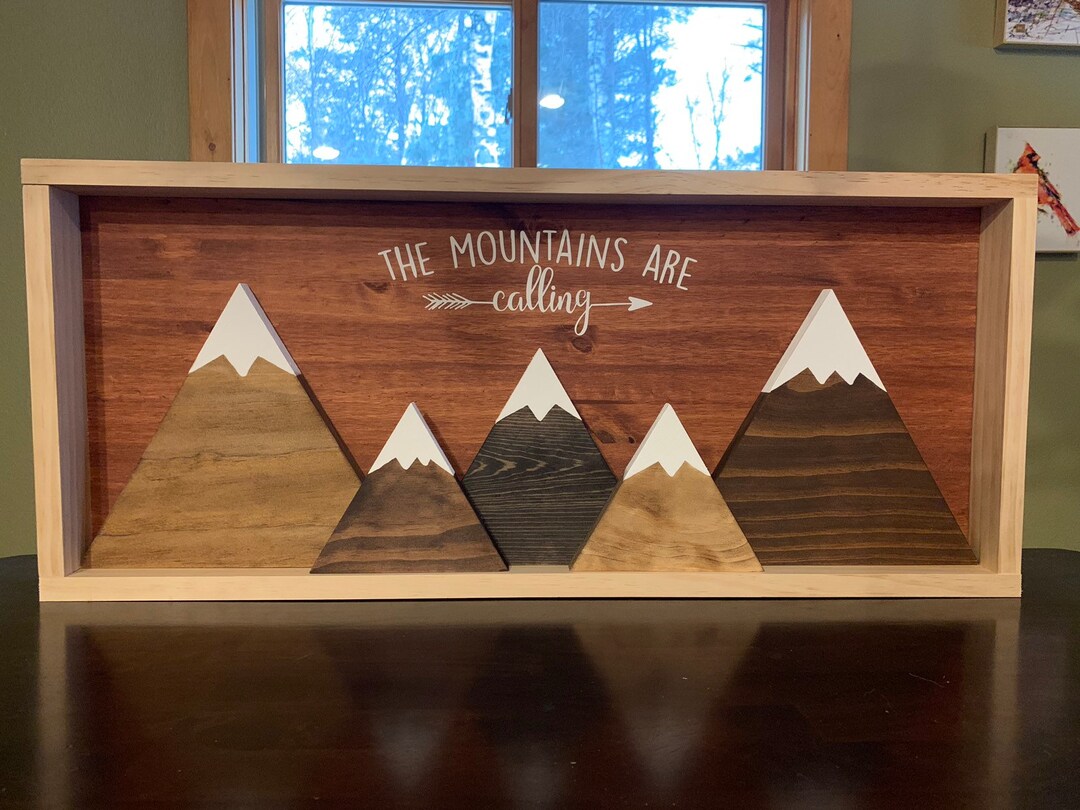 Framed the Mountains Are Calling 3D Mountain Range Wall Art Cabin Decor ...