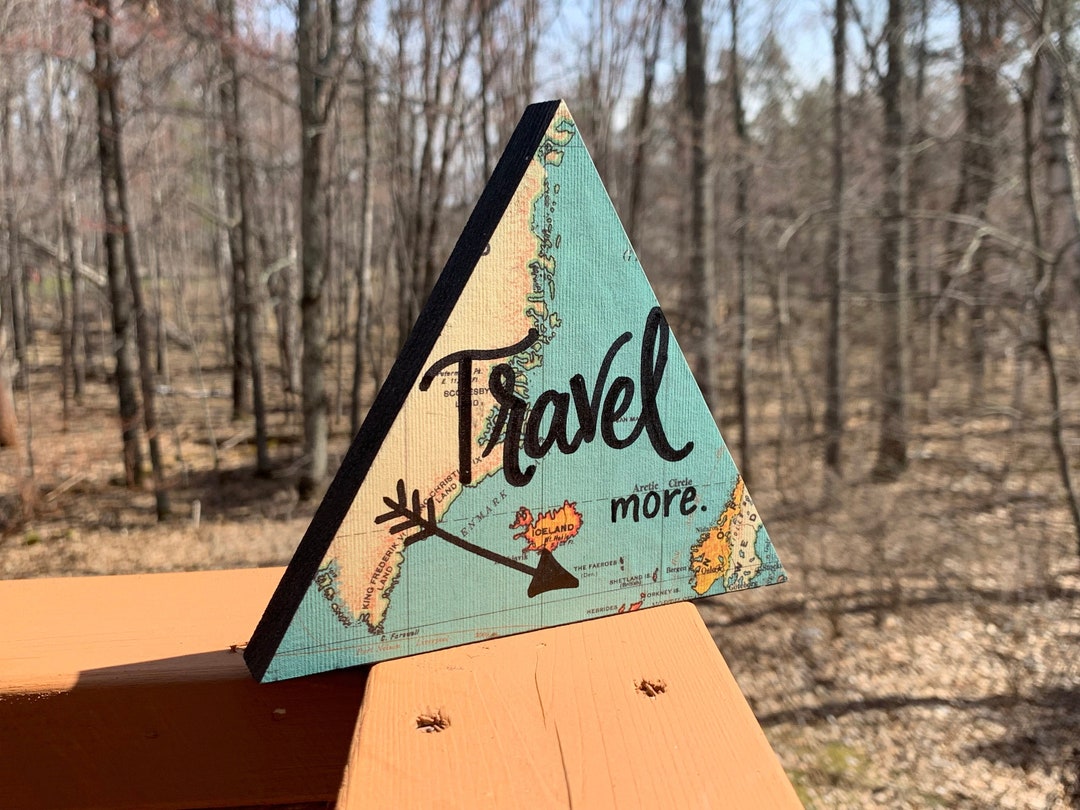 Travel More Lettered Map Wood Mountain Sign Gift Decoration - Etsy