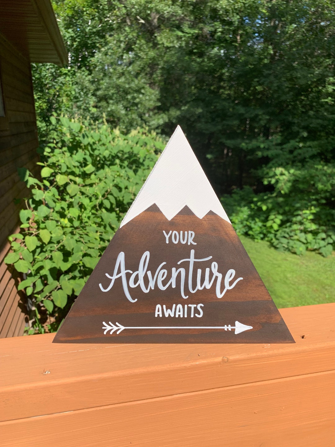 Your Adventure Awaits Hand Lettered Wood Mountain Sign Gift Decoration ...