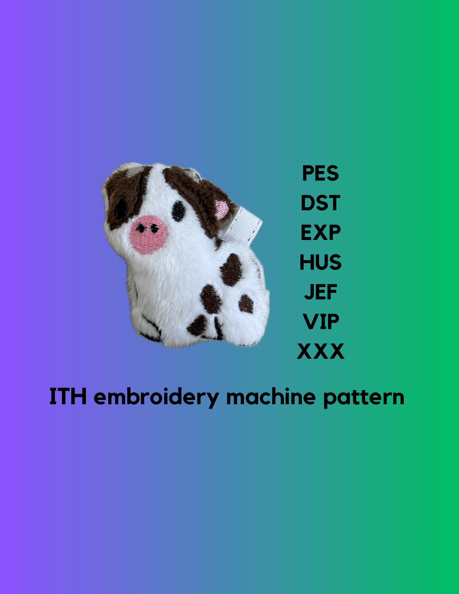 ITH Cow Embroidery Charm Pattern | Keychain Plush in the Hoop | ITH ...