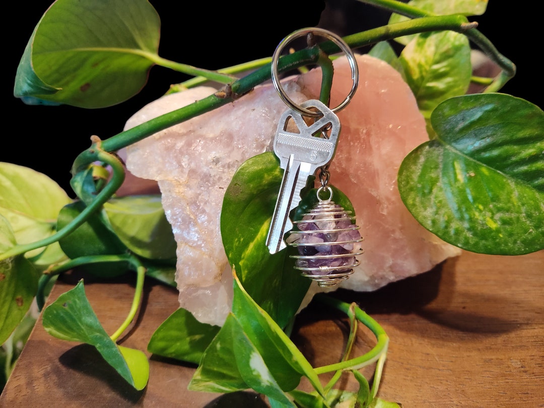 Crystal/ Gemstone Cage Keychain - Etsy