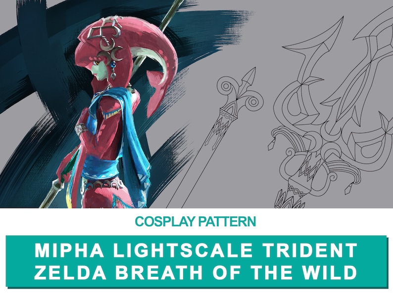 Mipha Lightscale Trident Cosplay PDF Vector Pattern Zelda - Etsy