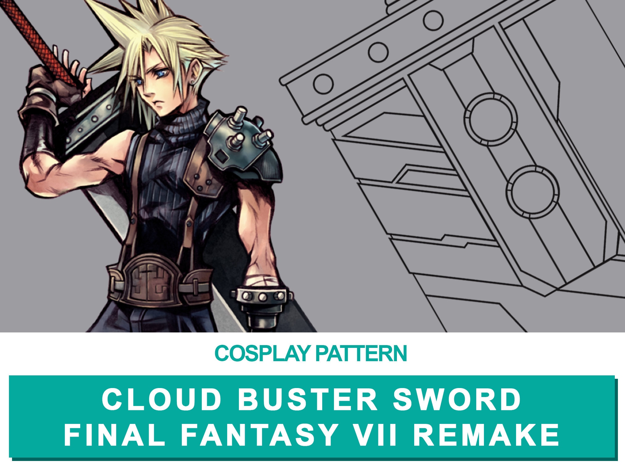 Buster Sword Cosplay PDF Vector Pattern Final Fantasy VII Remake Game ...