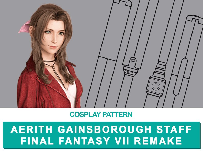 Aerith Guard Stick Cosplay PDF Vector Pattern Final Fantasy VII Remake ...