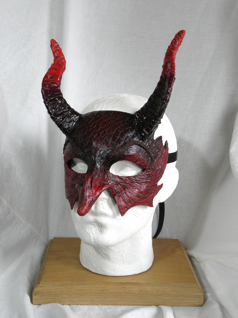 Satan Masquerade Mask, Devil Costume Mask, Demon Horned Papermache Mask ...