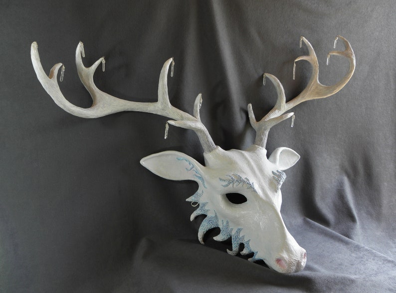White Winter Hart Masquerade Mask Fantasy Stag Mask - Etsy