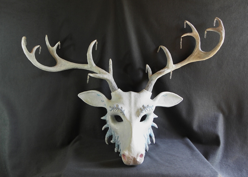 White Winter Hart Masquerade Mask Fantasy Stag Mask - Etsy
