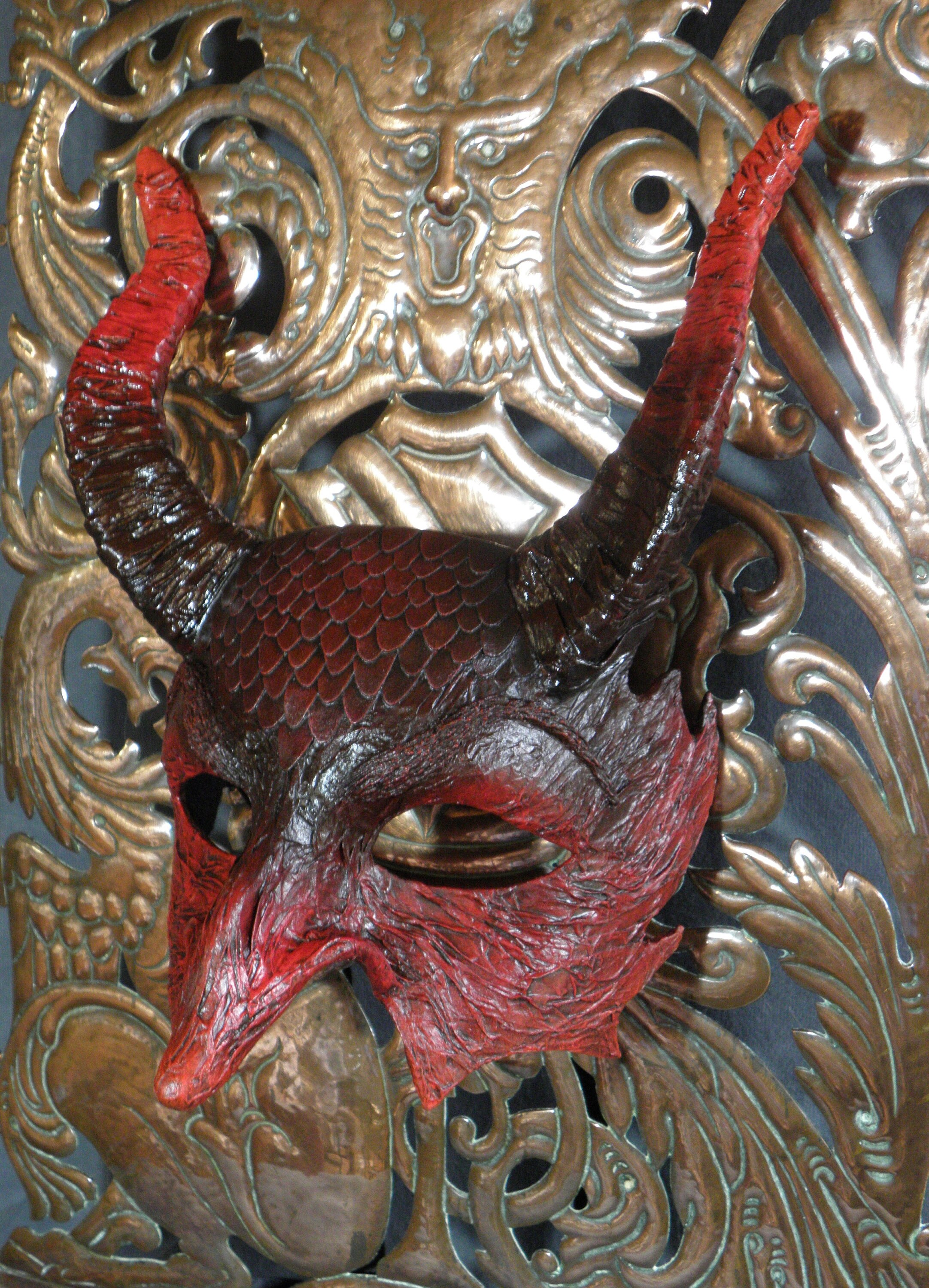 Satan Masquerade Mask, Devil Costume Mask, Demon Horned Papermache Mask ...