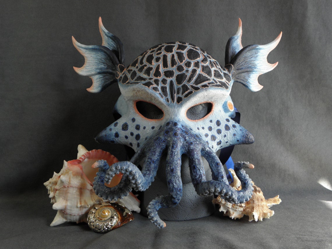 Octopus Mask , Blue Mythical Sea Creature, Fantasy Sea Themed ...
