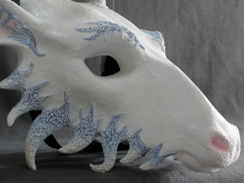 White Winter Hart Masquerade Mask, Fantasy Stag Mask - Etsy