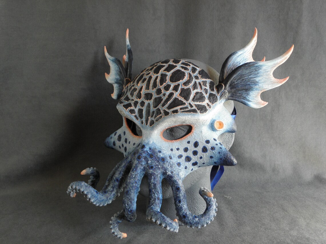 Octopus Mask , Blue Mythical Sea Creature, Fantasy Sea Themed ...
