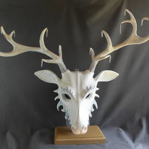 White Winter Hart Masquerade Mask, Fantasy Stag Mask - Etsy