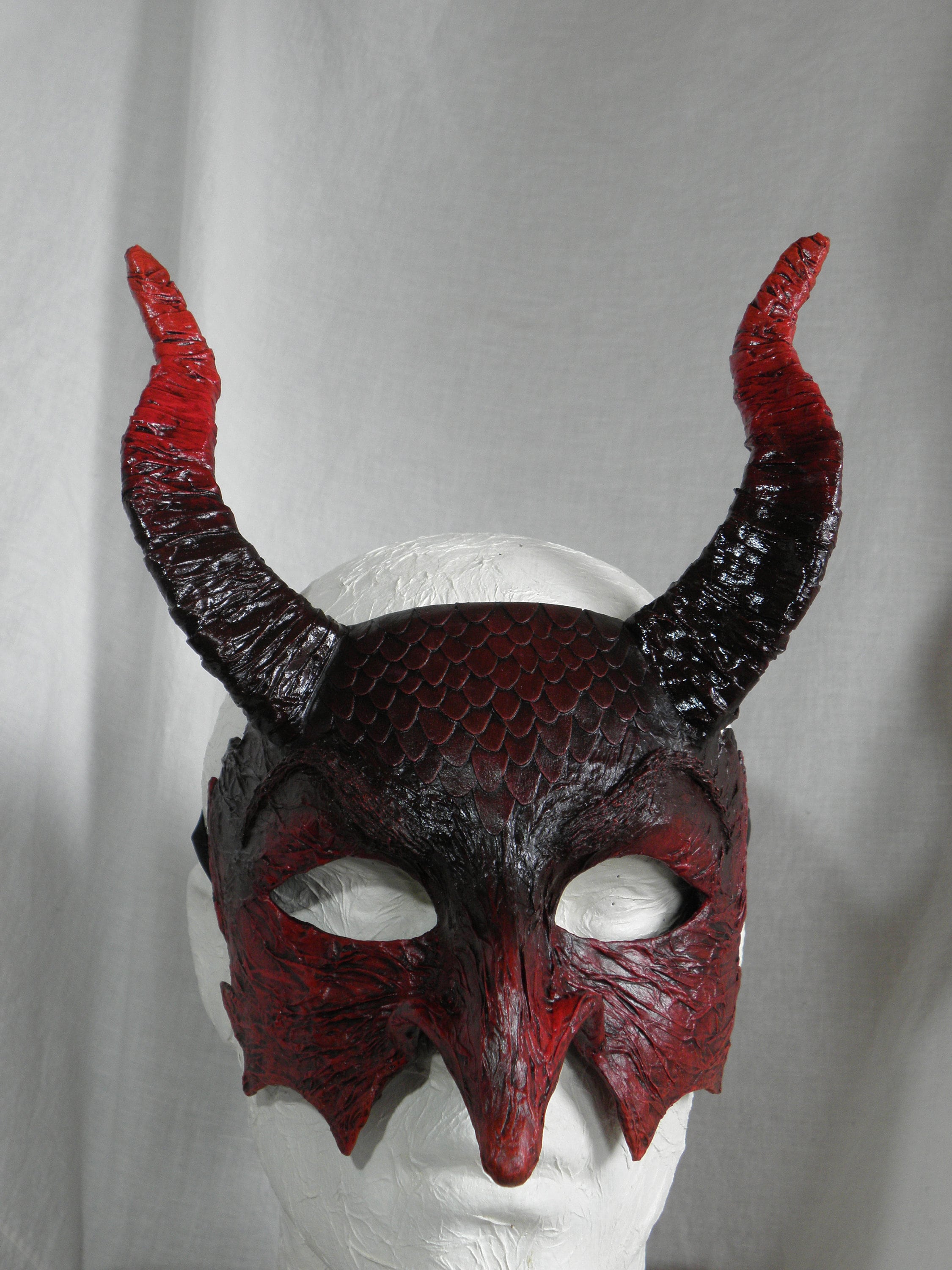 Satan Masquerade Mask, Devil Costume Mask, Demon Horned Papermache Mask ...