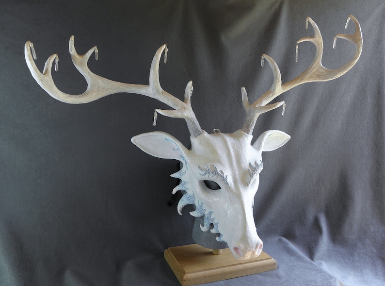 White Winter Hart Masquerade Mask Fantasy Stag Mask - Etsy