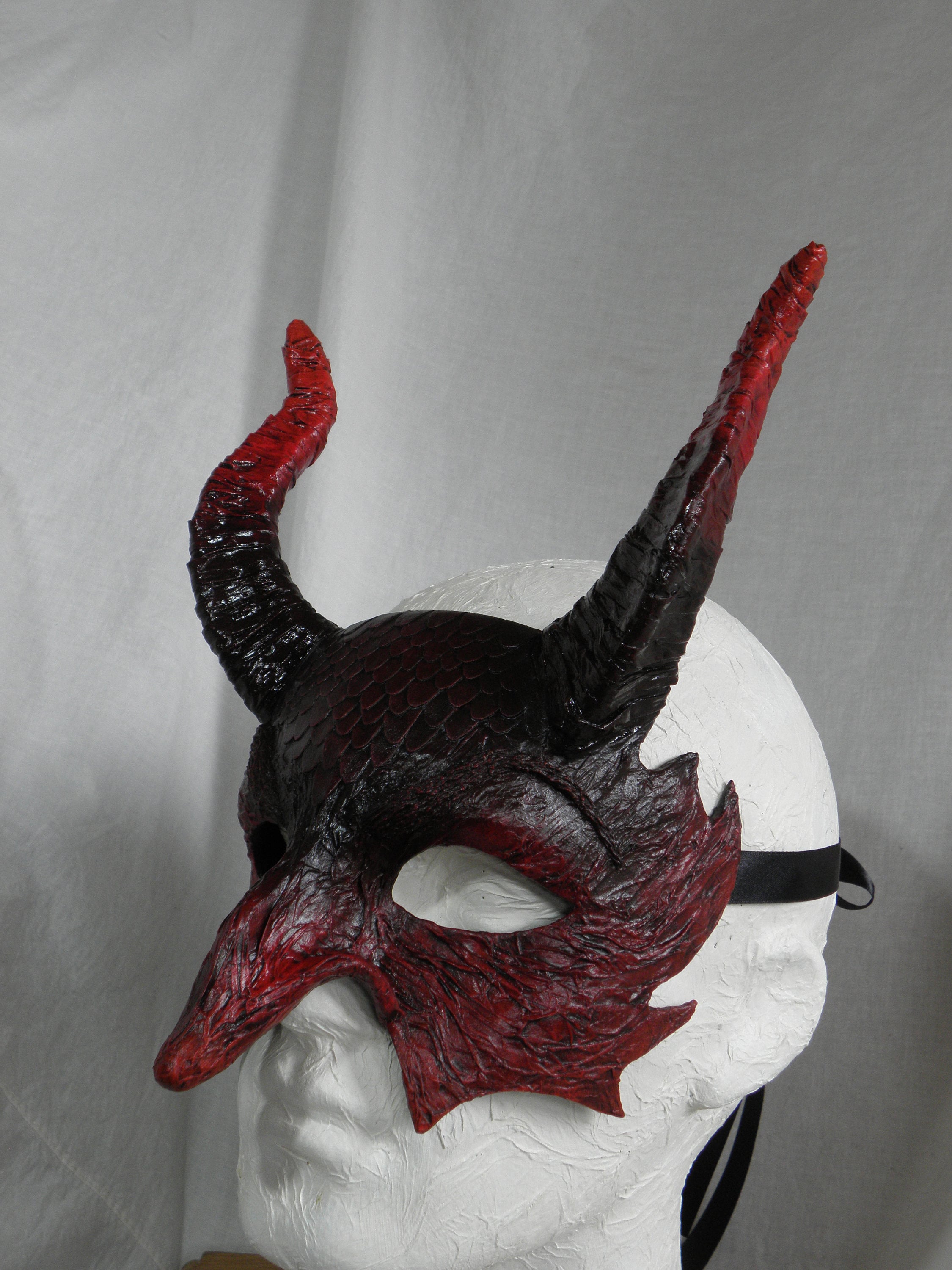 Satan Masquerade Mask, Devil Costume Mask, Demon Horned Papermache Mask ...