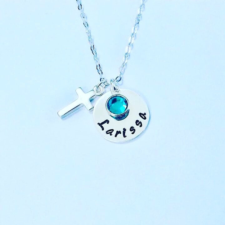 First Holy Communion Chain Cross Birthstone Holy Communion - Etsy