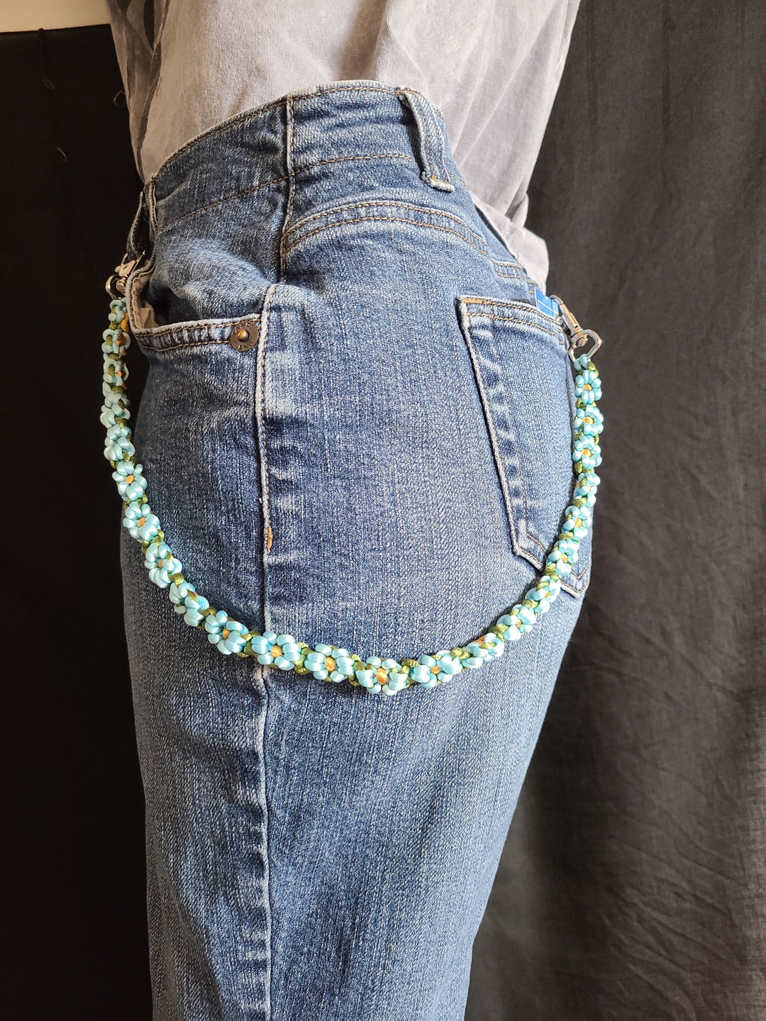 Blue Flower Strap/wallet Chain - Etsy