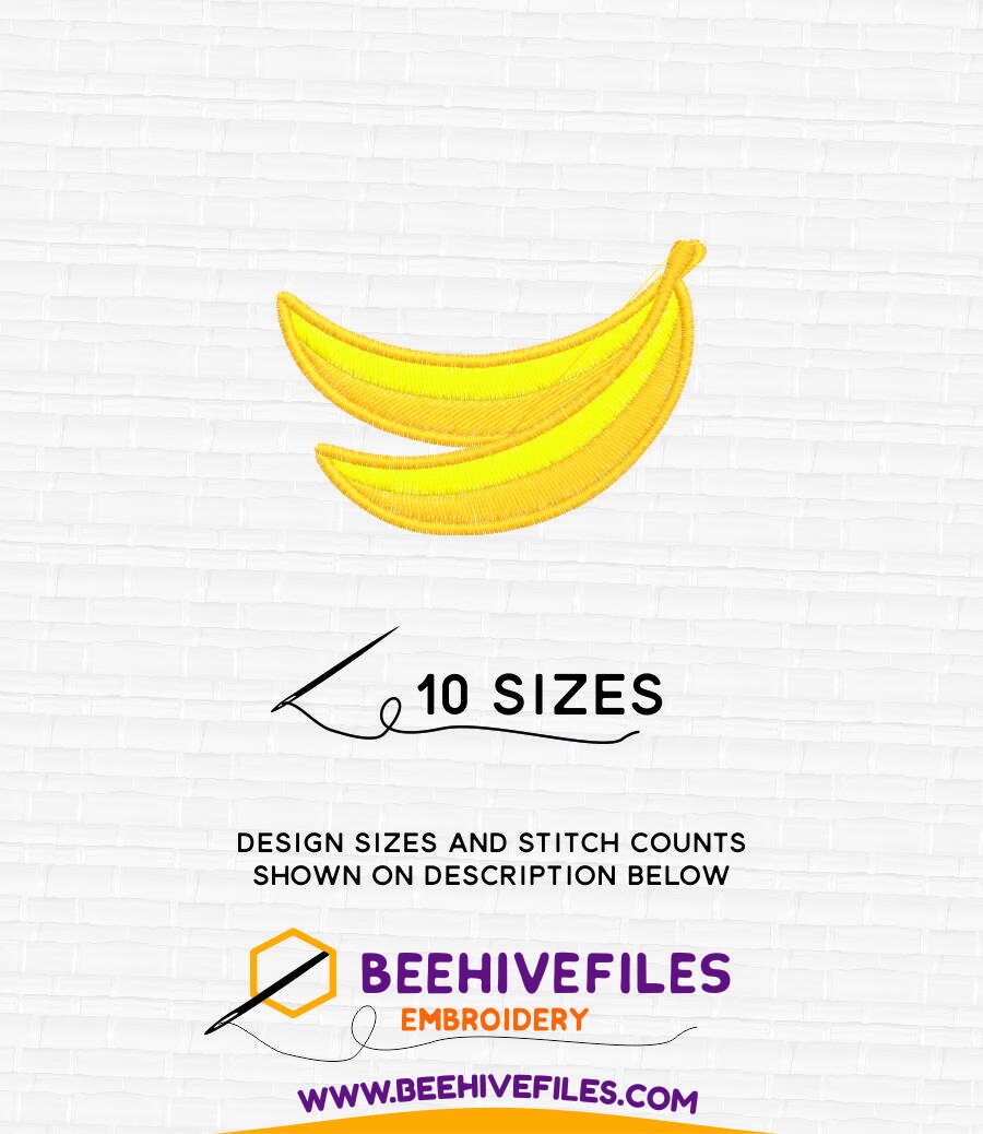 Banana Embroidery Files | Etsy