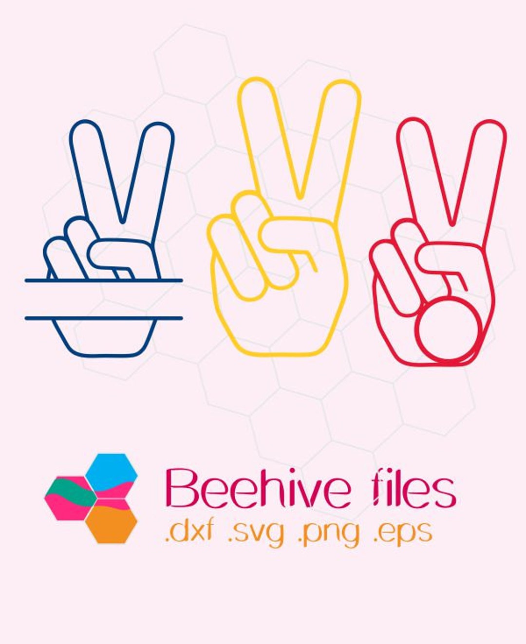 Victory Hand Sign, Monogram in Svg, Dxf, Png, Eps Format. Instant ...