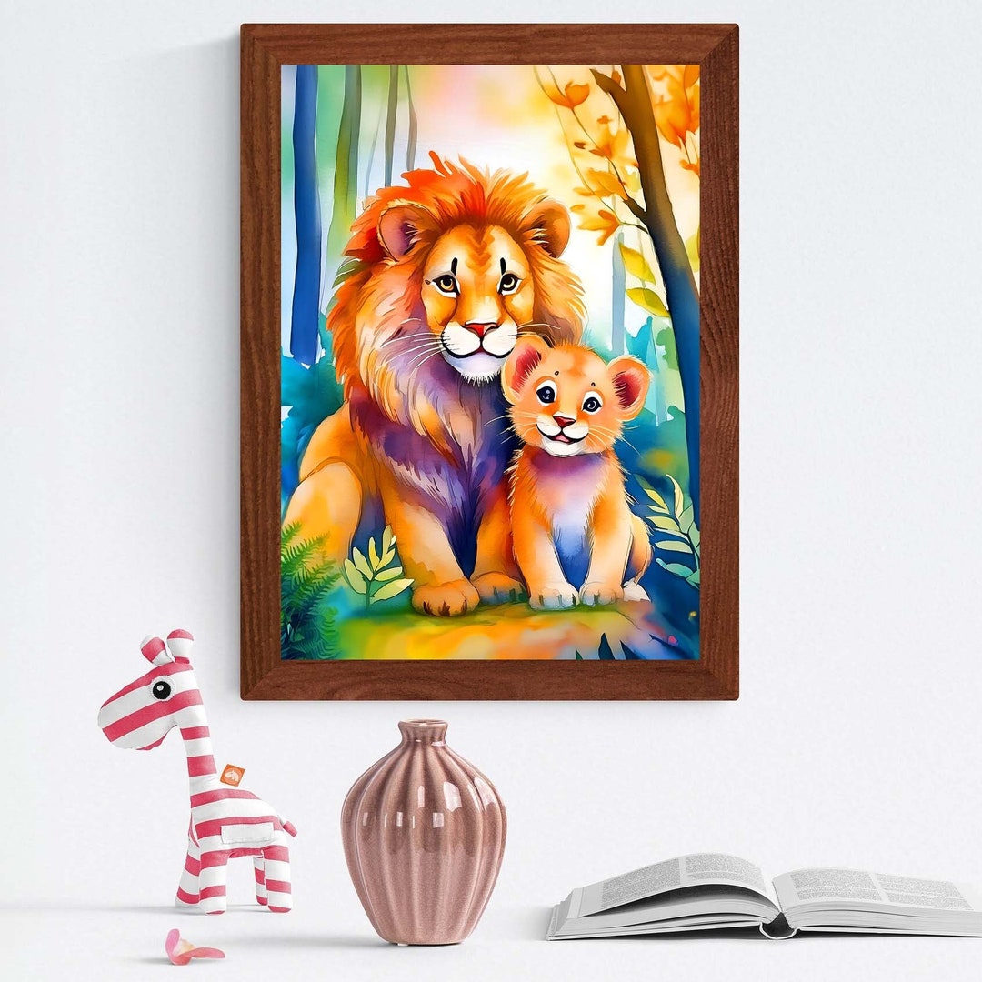 Cute Lion Printable Nursery Art Cute Animal Friends Poster Digital ...