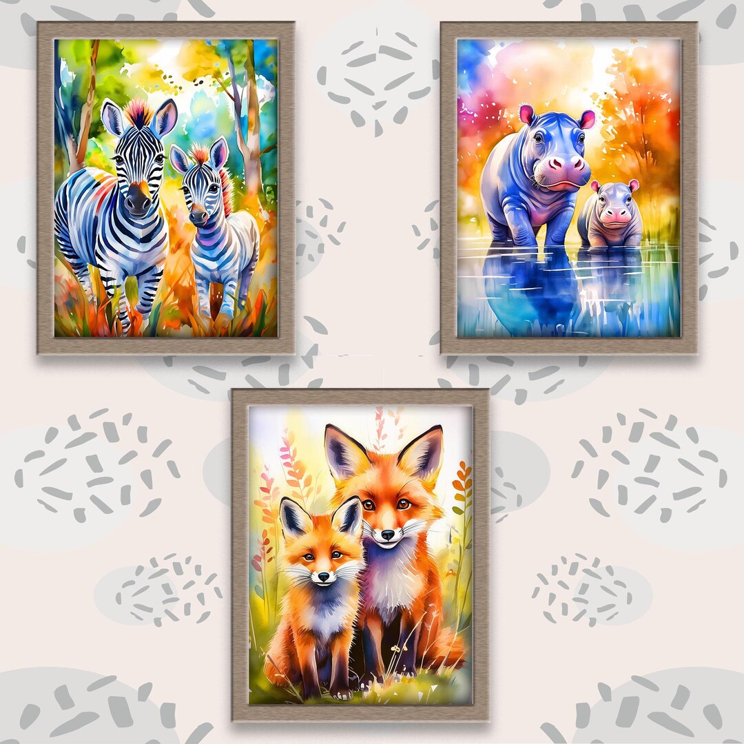 Cute Animal Friends Jungle Posters. Christmas Gift. Friendly Zebras ...