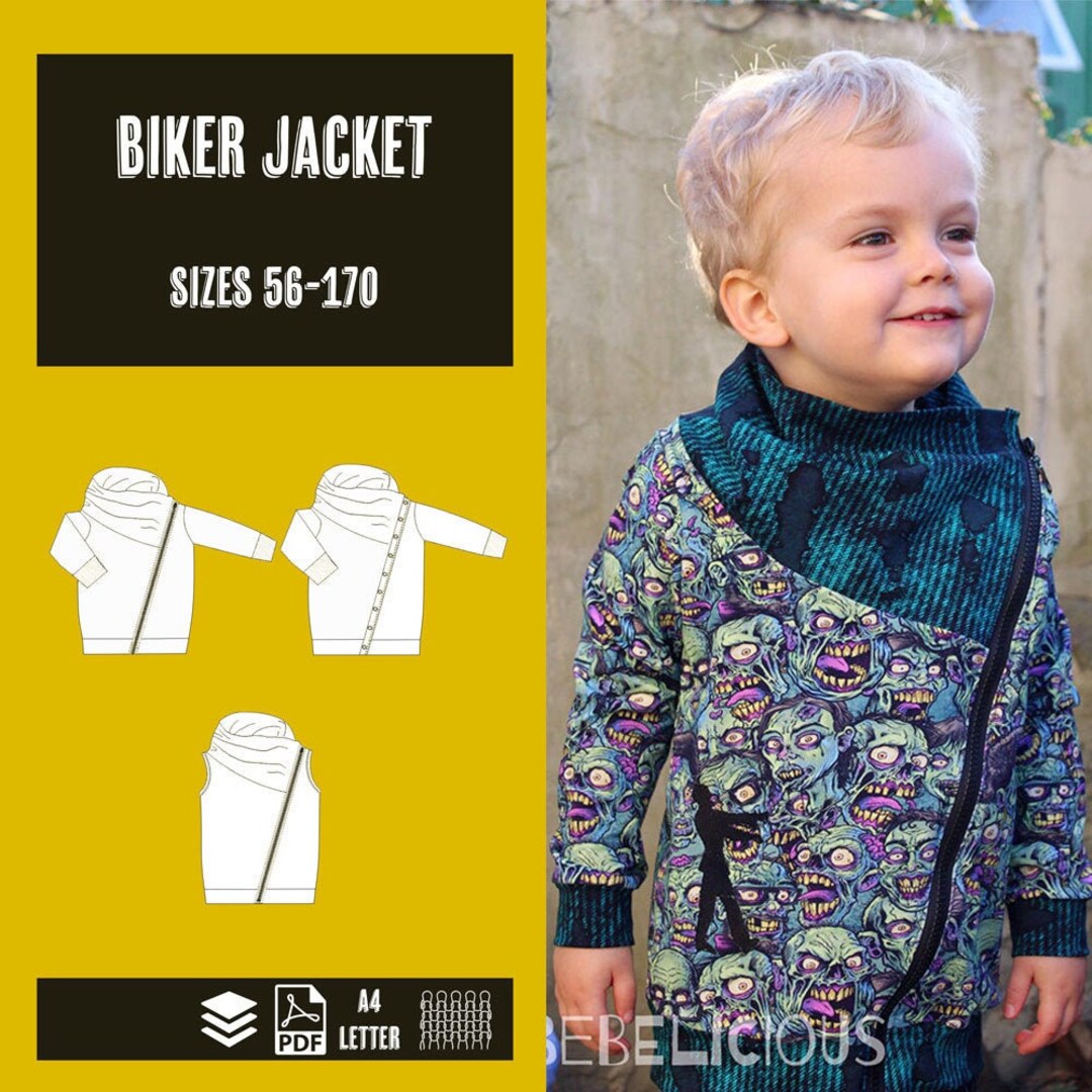 Biker Jacket PDF Sewing Pattern, Instant Download, Tutorial, A4, Letter ...