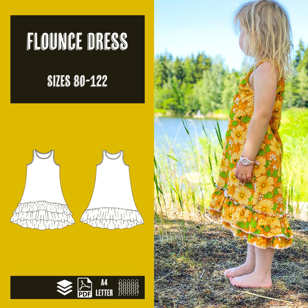 Flounce Dress 80-122 PDF Sewing Pattern, Instant Download, Tutorial - Etsy