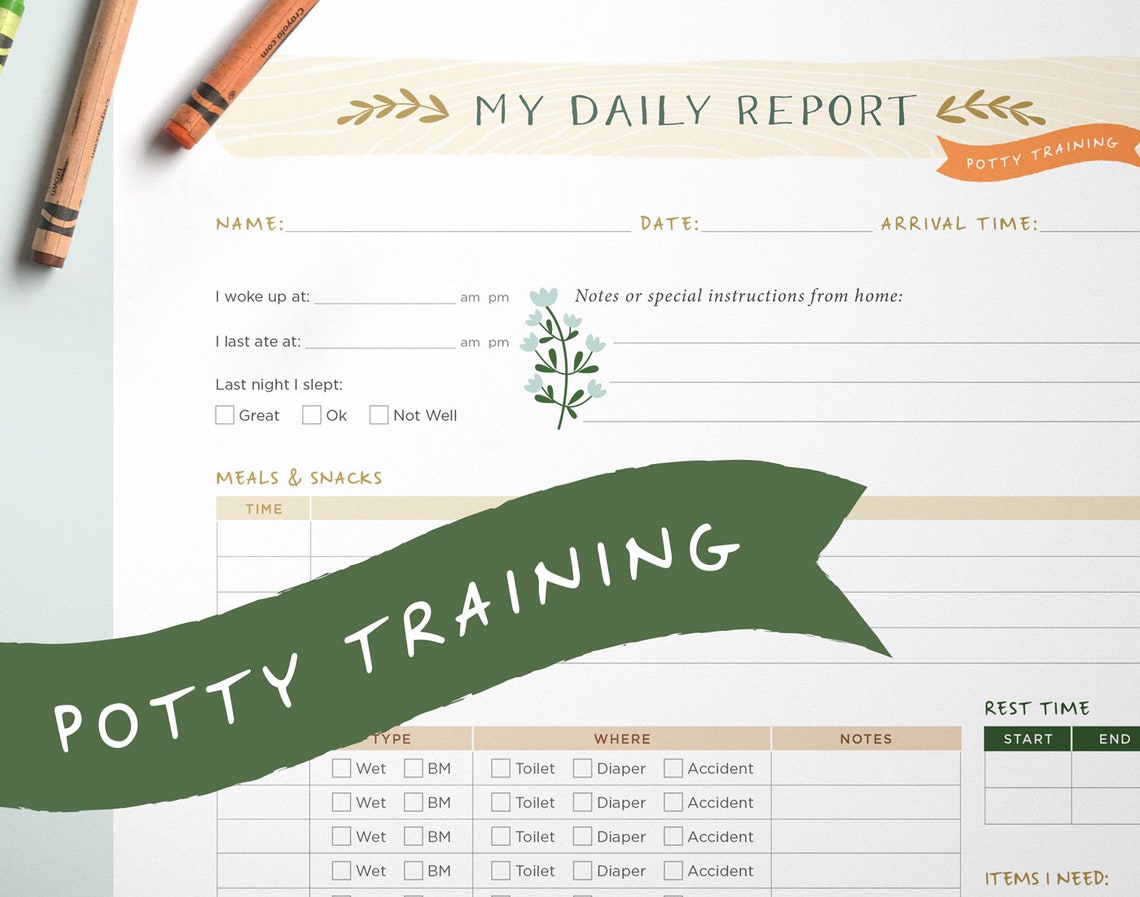 Potty Training Daily Log / Toddler Daycare, Nanny, Babysitter or Child ...