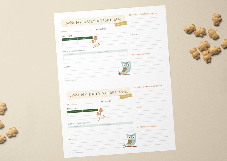 Big Kid Daily Log / Daycare, Nanny, Babysitter or Child Care Report ...