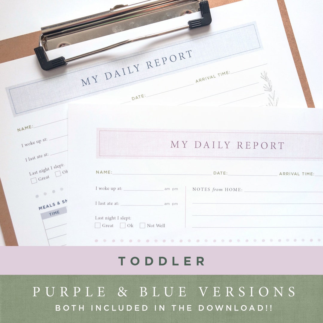 Toddler Daily Log / Daycare, Nanny, Babysitter or Child Care Report ...