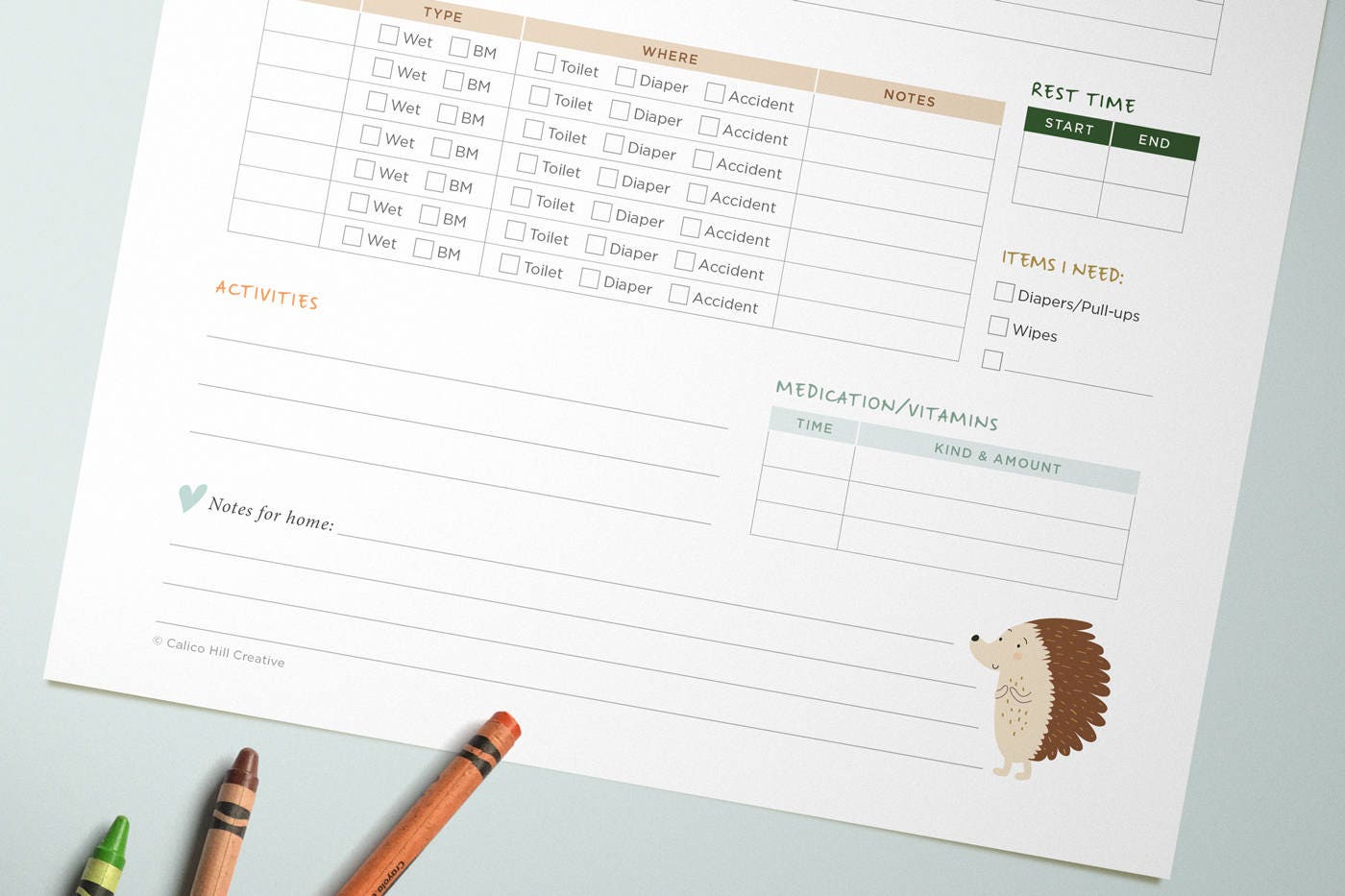 Potty Training Daily Log / Toddler Daycare, Nanny, Babysitter or Child ...