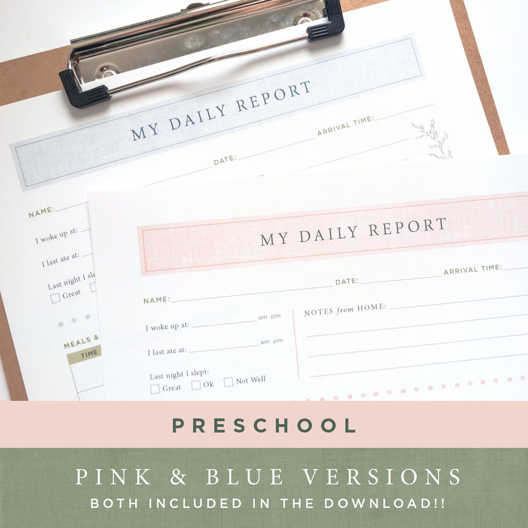 Preschooler Daily Log / Daycare, Nanny, Babysitter or Child Care Report ...