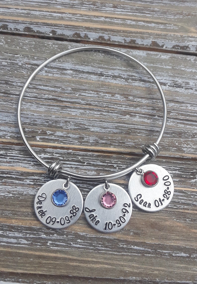 Personalized Mother's Day Bracelet Name Bangle With - Etsy