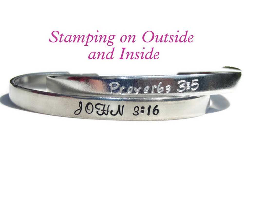 Personalized Bible Verse Bracelet; Custom Christian Gift; Hand Stamped ...
