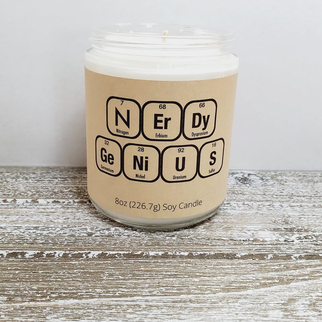 Nerdy Genius Candle Funny Scientist, Chemist, Science Lover Present ...