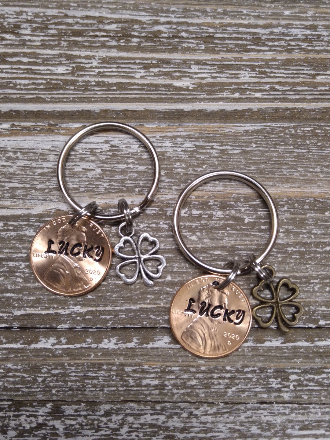 Lucky Penny Keychain With 4 Leaf Clover Lottery Ticket Scratcher ...