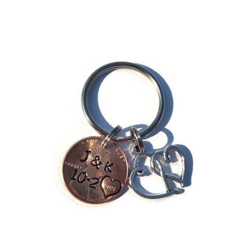 Anniversary Date Penny Keychain Personalized Anniversary - Etsy